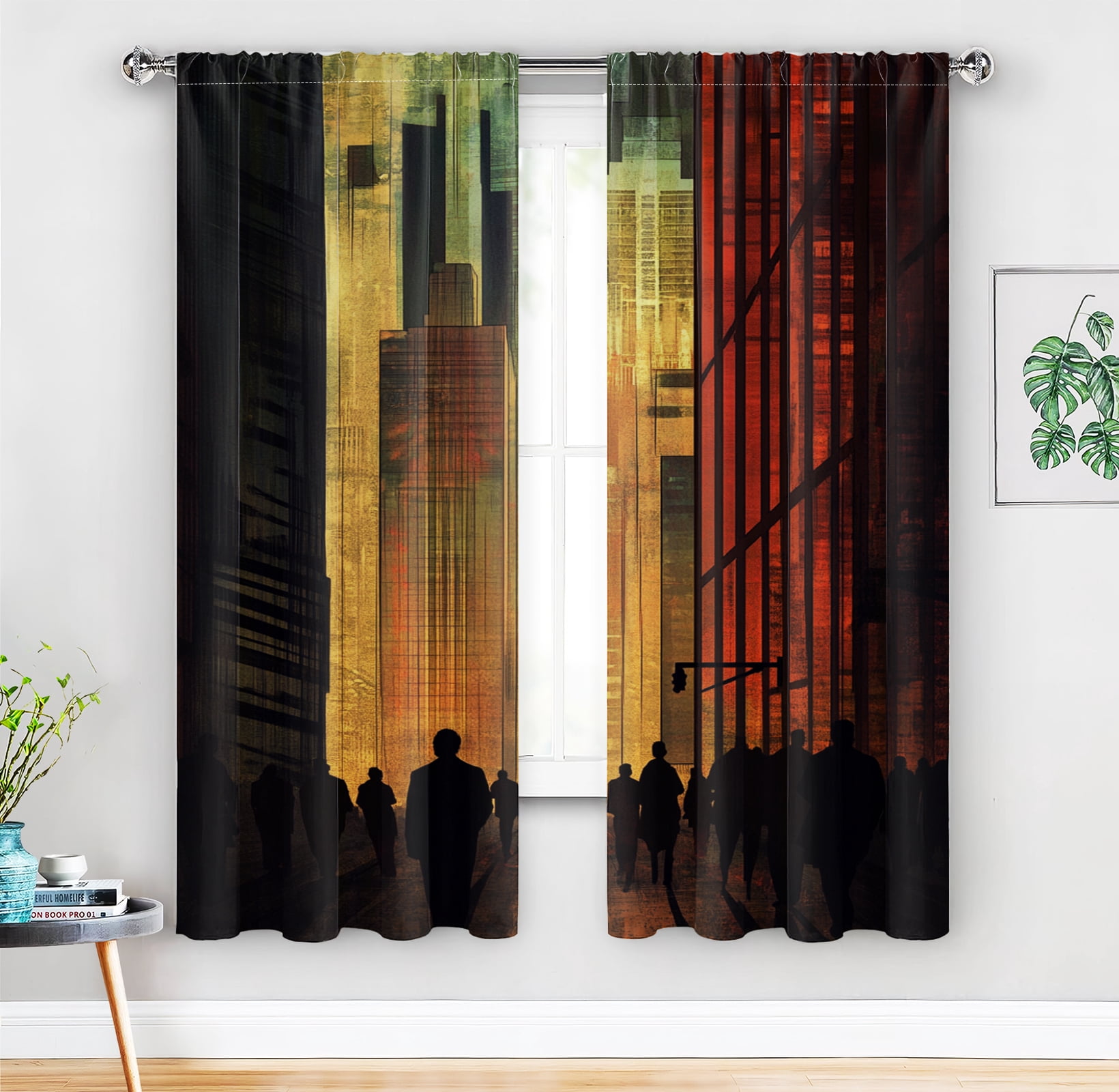 Deconstructivist City Silhouette with Gilded Accents Blackout Window ...