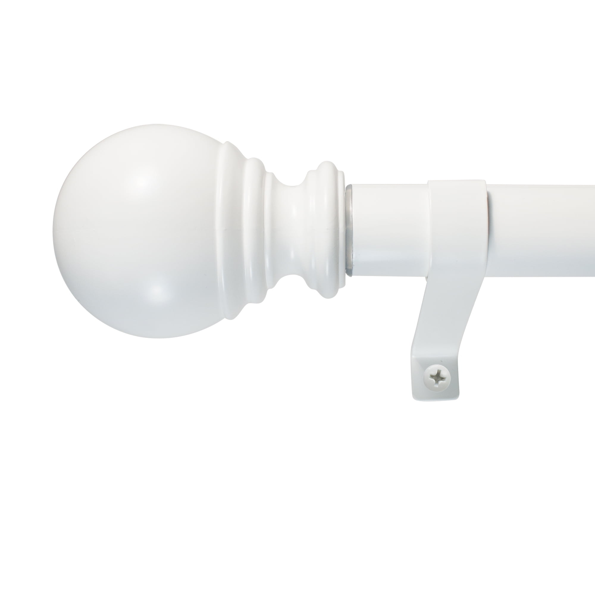 Decopolitan 1" Diameter Ball Telescoping Drapery Rod Set 72-144" White ...