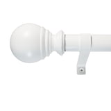 Decopolitan 1" Diameter Ball Telescoping Drapery Rod Set 72-144" White ...
