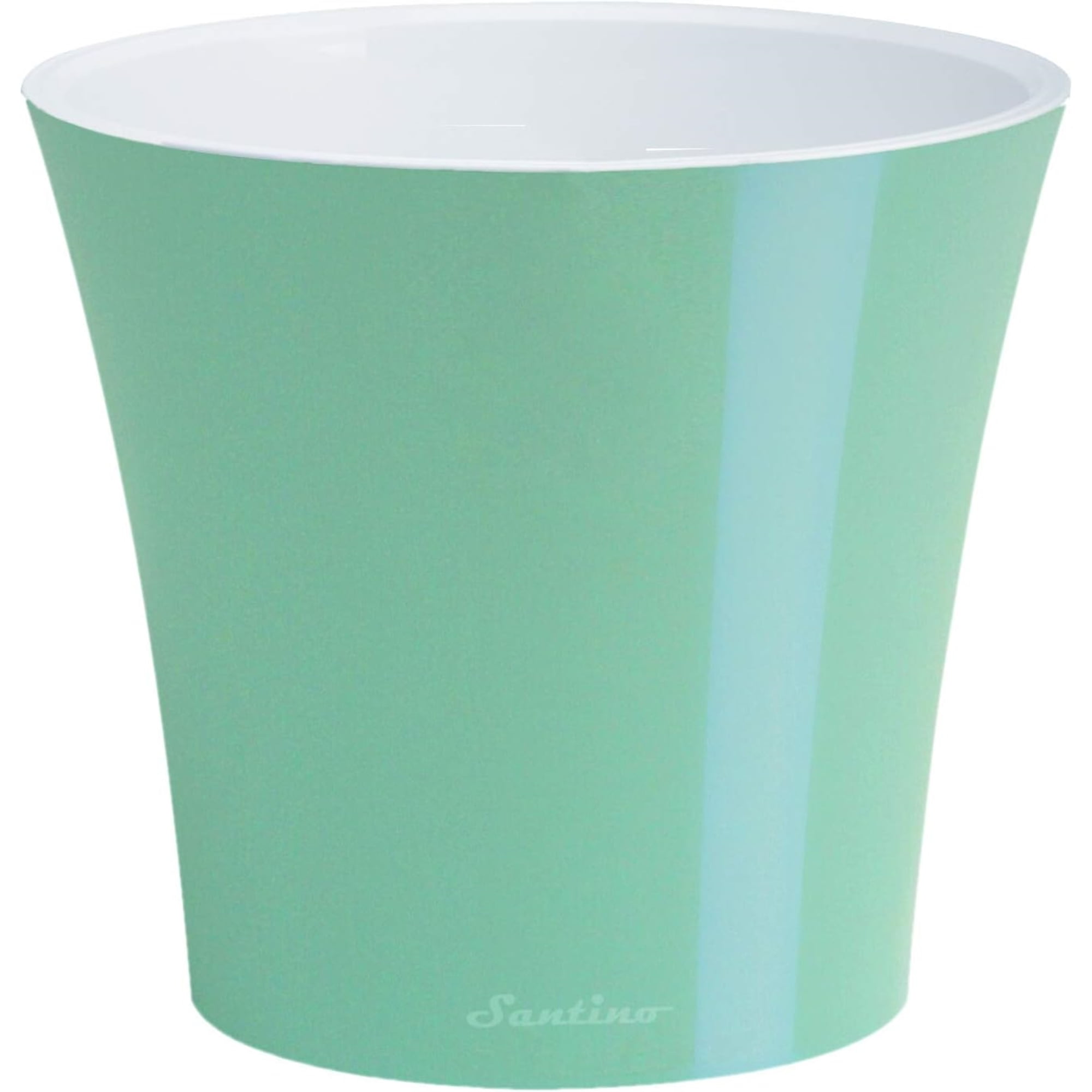 Decopots Plastic Round Modern Flower Pot with Drainage Planter, Menthol ...