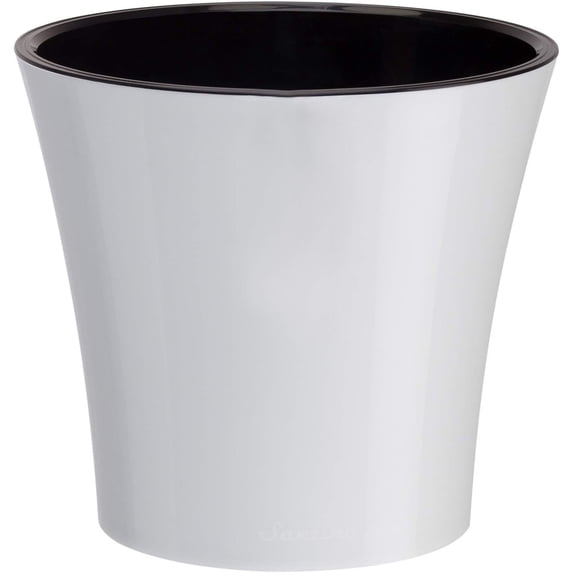 Decopots Plastic Round Modern Flower Pot with Drainage Planter, White ...