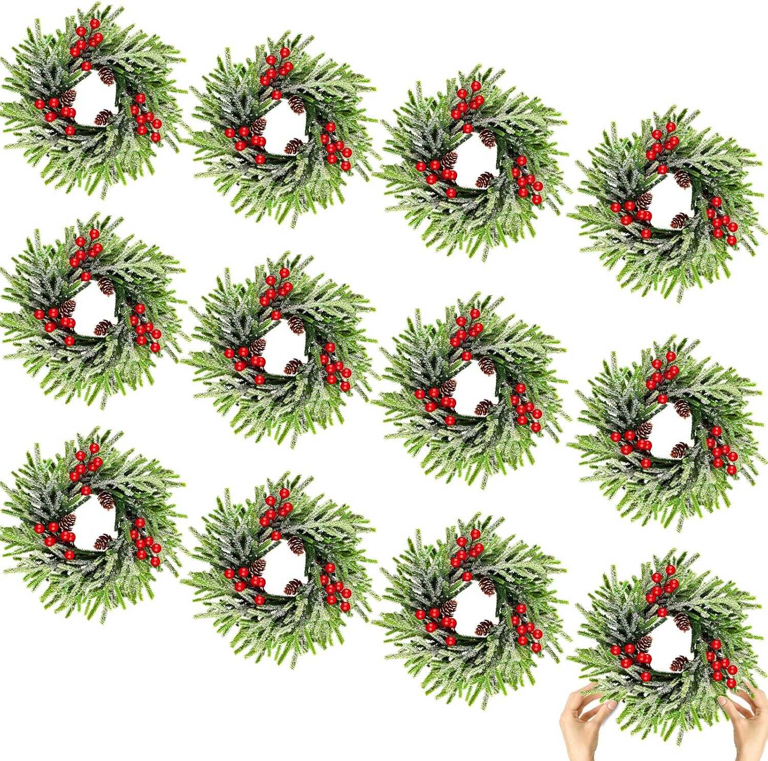 Decor 4 Pcs Christmas 10 Inch Artificial DIY Faux Plain Wreaths Front ...