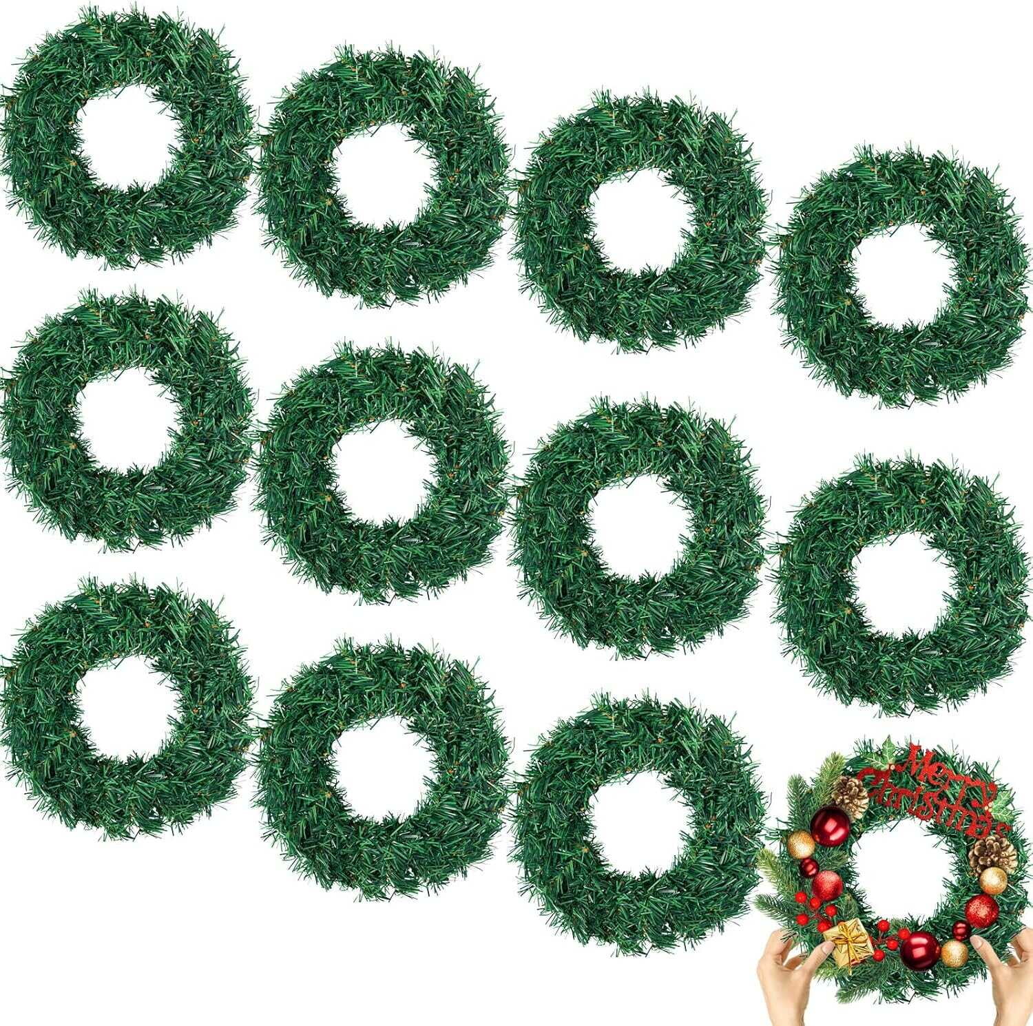 Decor 4 Pcs Christmas 10 Inch Artificial DIY Faux Plain Wreaths Front ...