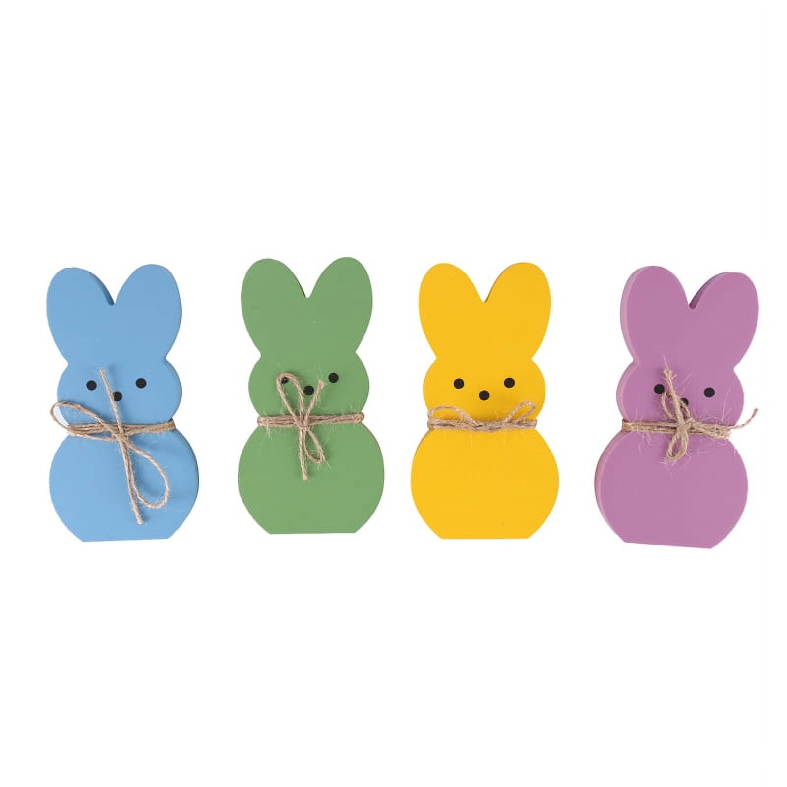 Decor, 4 Peep Tiered Tray Sign Set Centerpieces Wooden Spring Rabbit ...
