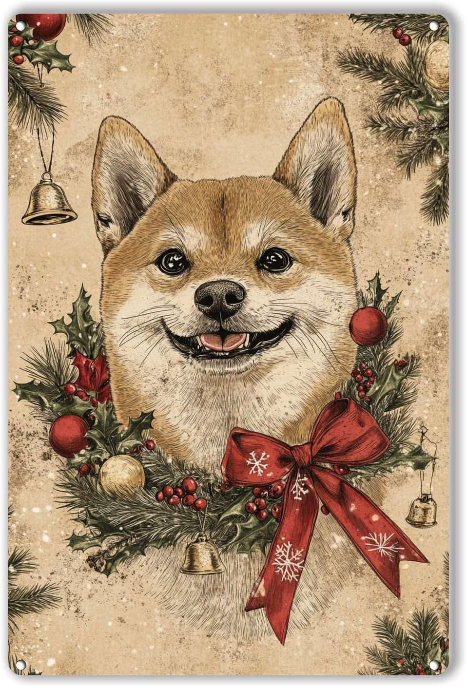 Decor Art Aluminum Tin Signs Christmas Themed Of Smile 4 Shiba Inu ...