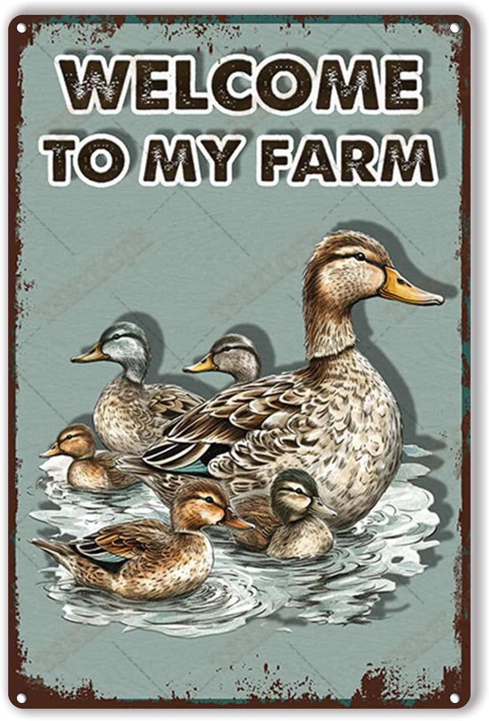 Decor Art Tin Signs Duck Welcome to My Farm Home Bar Signs Metal Sign ...