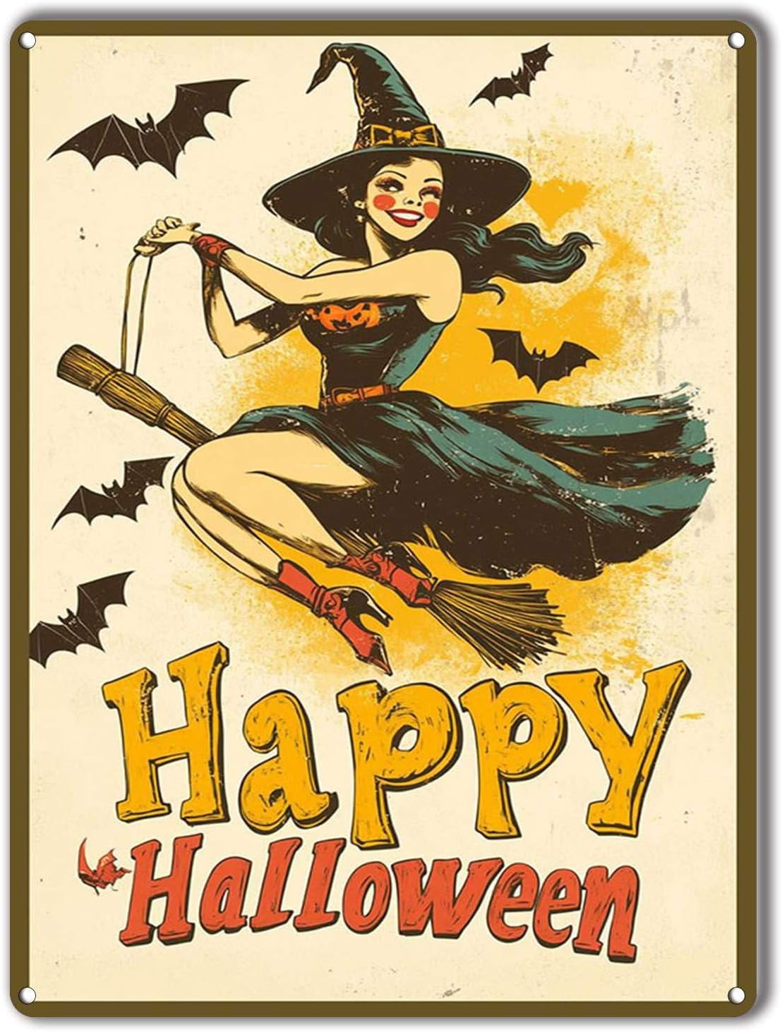Decor Art Tin Signs Halloween witch for Home Gate Garden Bars ...