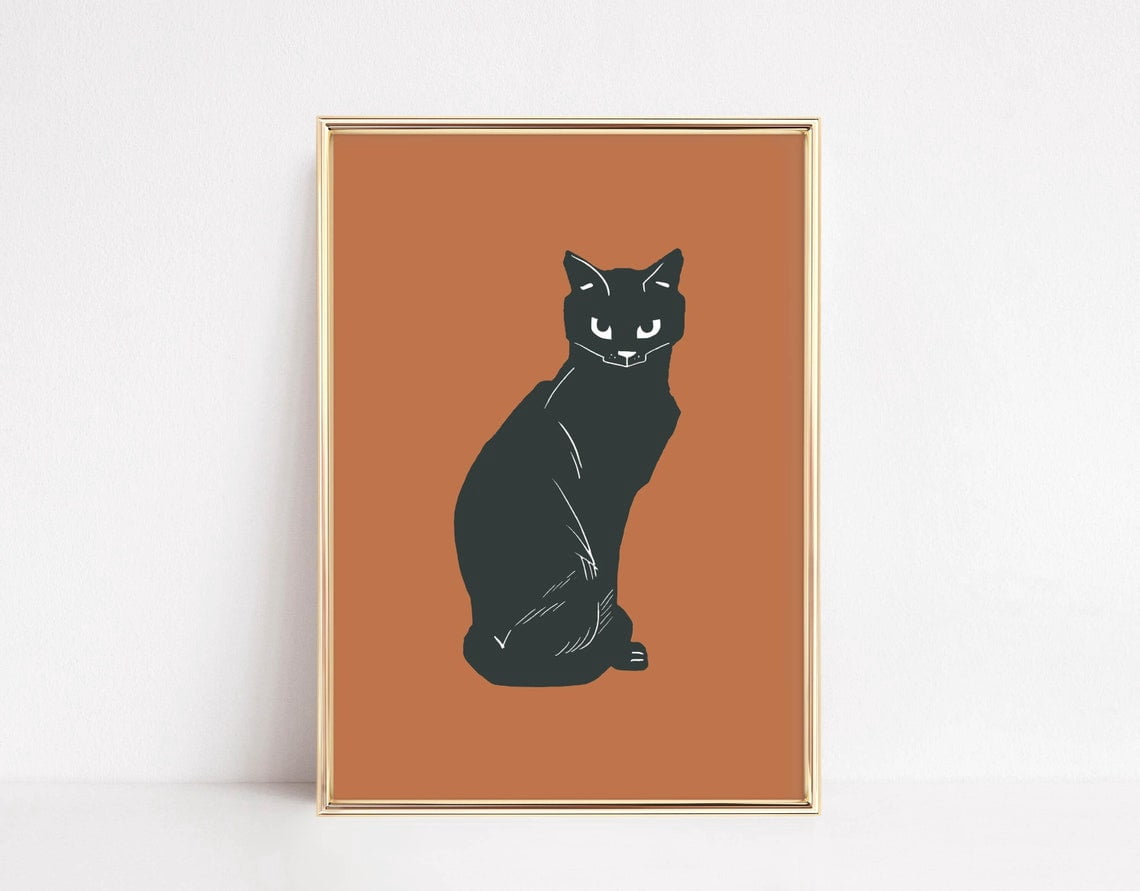 Decor Black Cat Posterfall Trendy Seasonal Wall Art Poster, Stretched ...