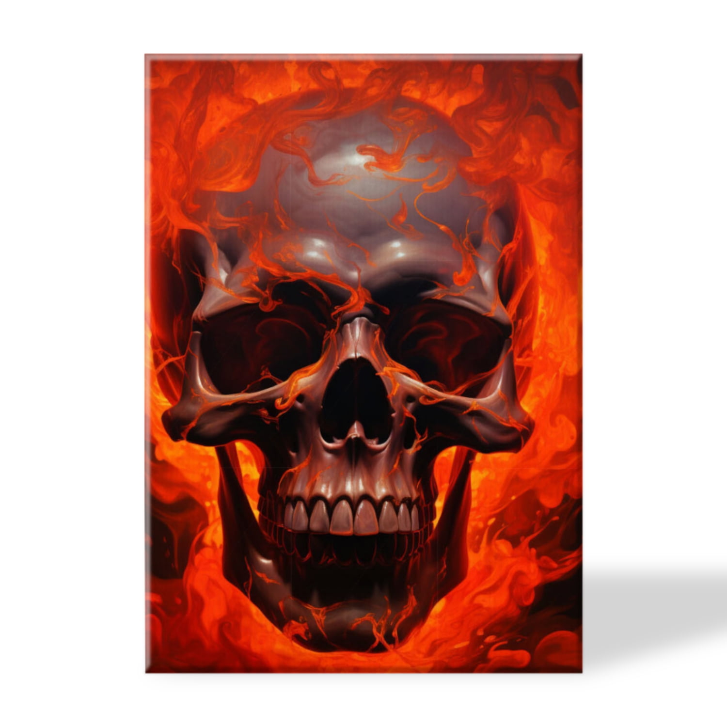 Decor Canvas Prints Framed Art Wall,Illustration Of Skull Engulfed In ...