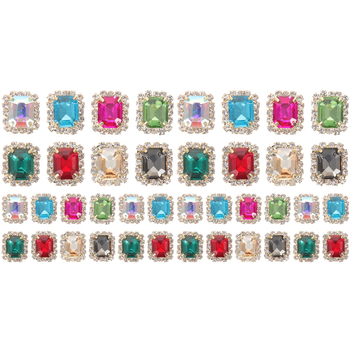 Decor Dreses 40 Pcs Glass Gems Clothing Sewing Rhinestones DIY Rectangular Jewelry Accessories ...