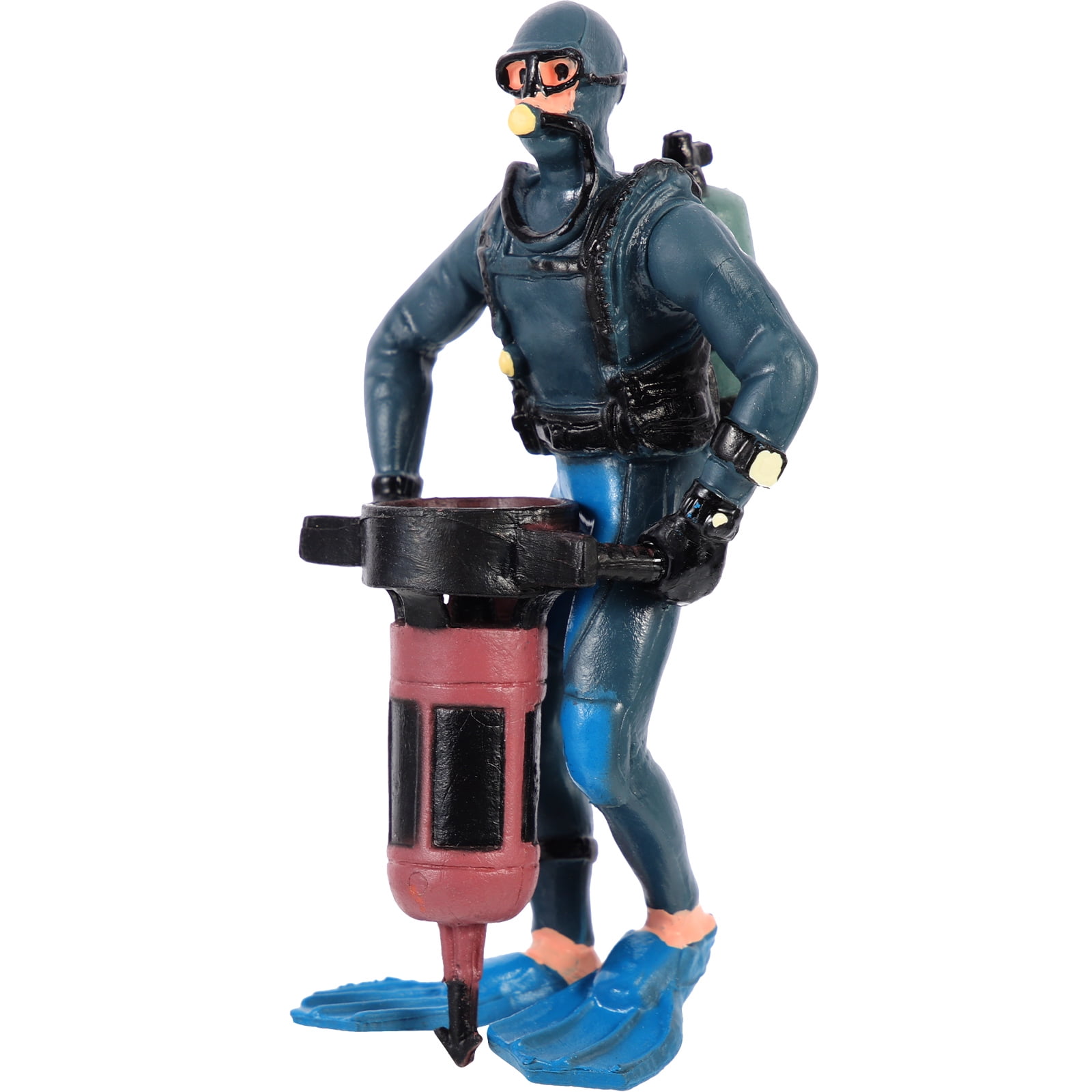 HOMEMAXS Blue Lifelike Diver Statue Decor for Fish Tank Decoration ABS ...