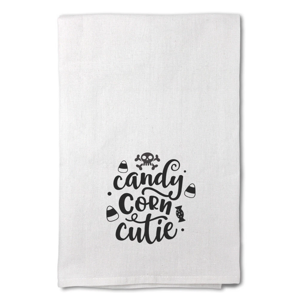 Decor Flour Kitchen Towels Candy Corn Cutie Skull Design Halloween ...