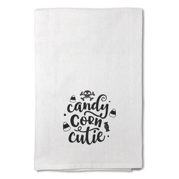 Decor Flour Kitchen Towels Candy Corn Cutie Skull Design Halloween ...