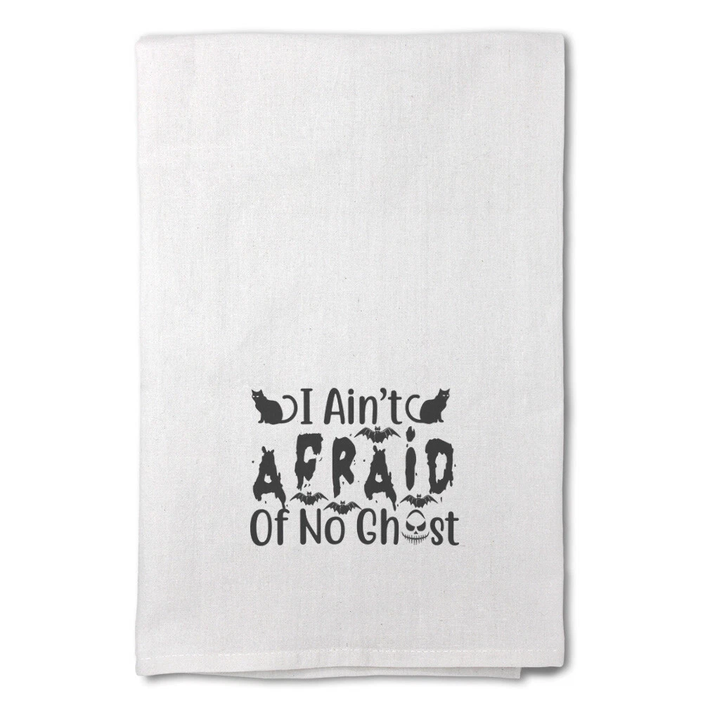 Decor Flour Kitchen Towels I Am Not Afraid Of No Ghost Cat And Bat ...