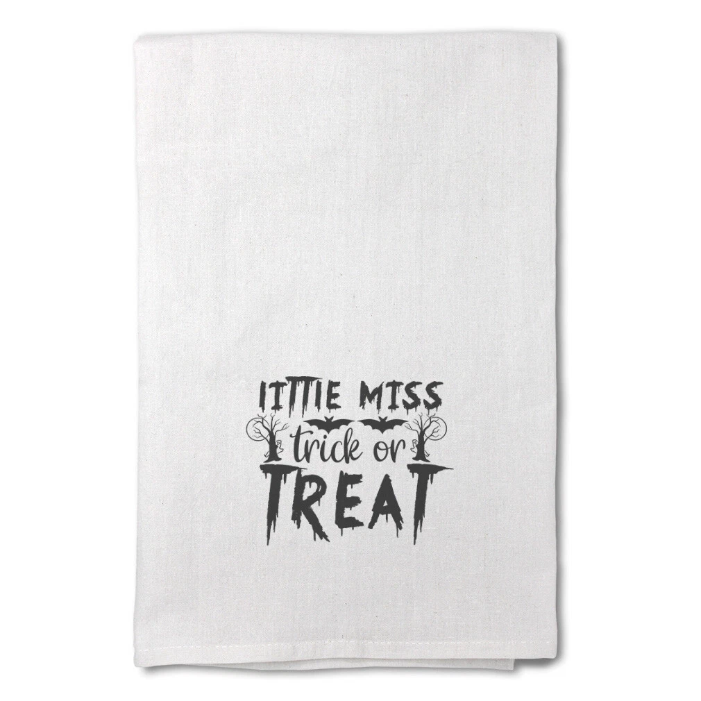 Decor Flour Kitchen Towels Little Miss Trick Or Treat Bat Ghost ...