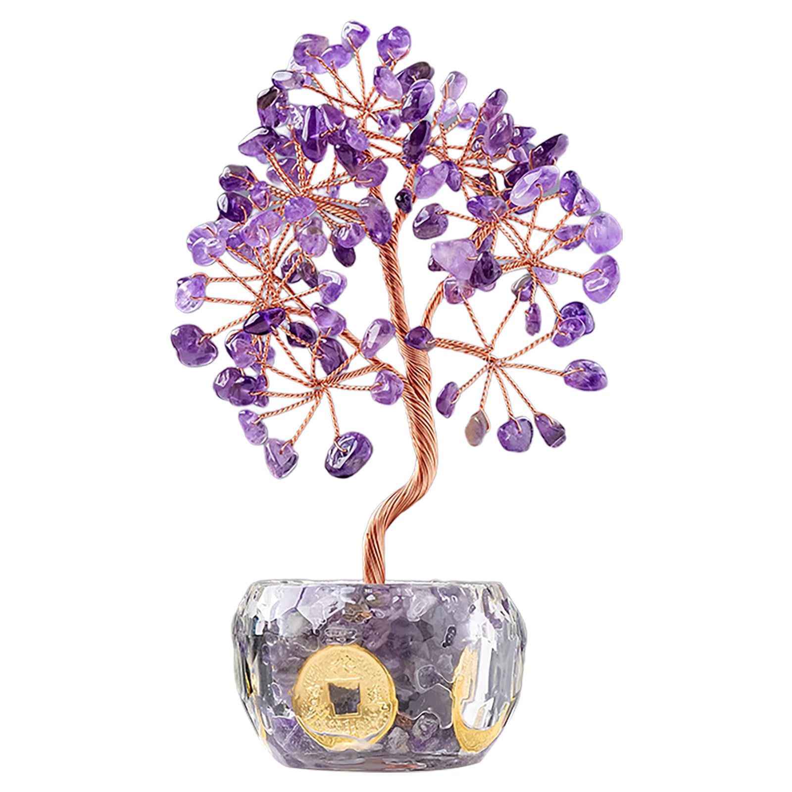 Decor For Desk Tree Stones Reiki Natural Base Copper Wire Tree Life ...