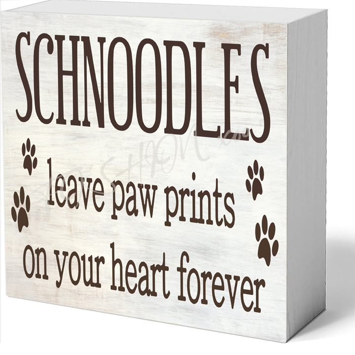 Decor For Home Office Desk Schnoodles Leave Paw Prints Wooden Pet Wood ...
