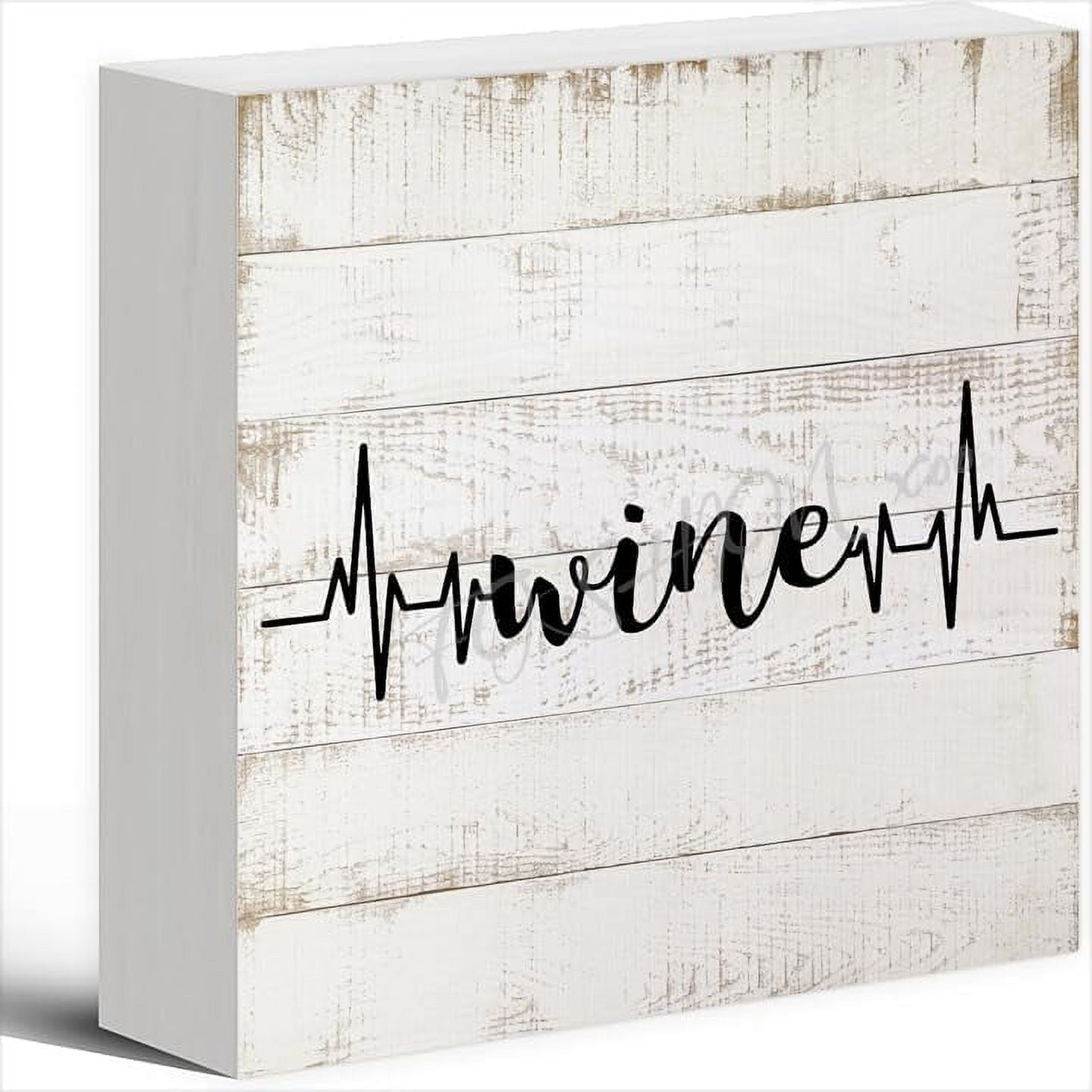 Decor For Home Office Desk Wine Heartbeat Wood Box Sign Rustic Wooden ...