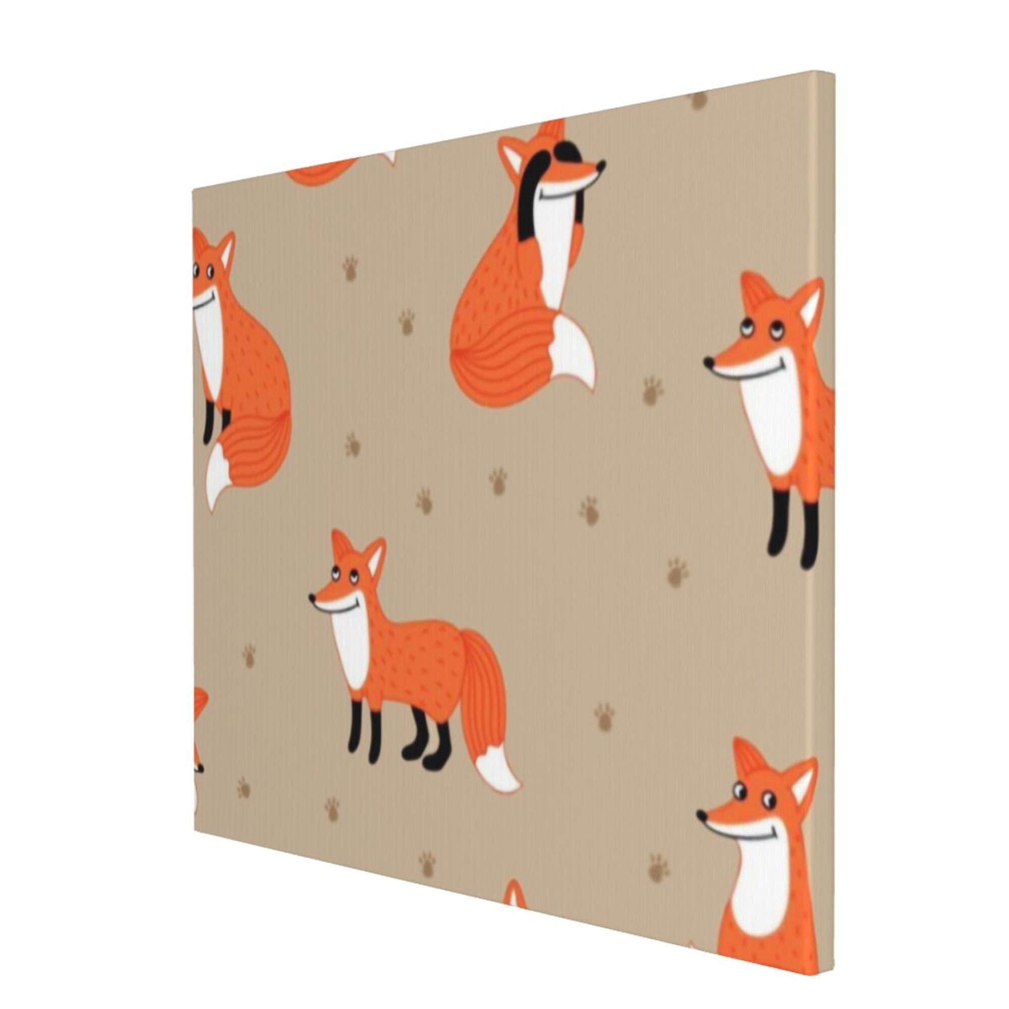 Decor Fox Pattern, Paw Print Wall Decor Bathroom Canvas Painting Modern ...