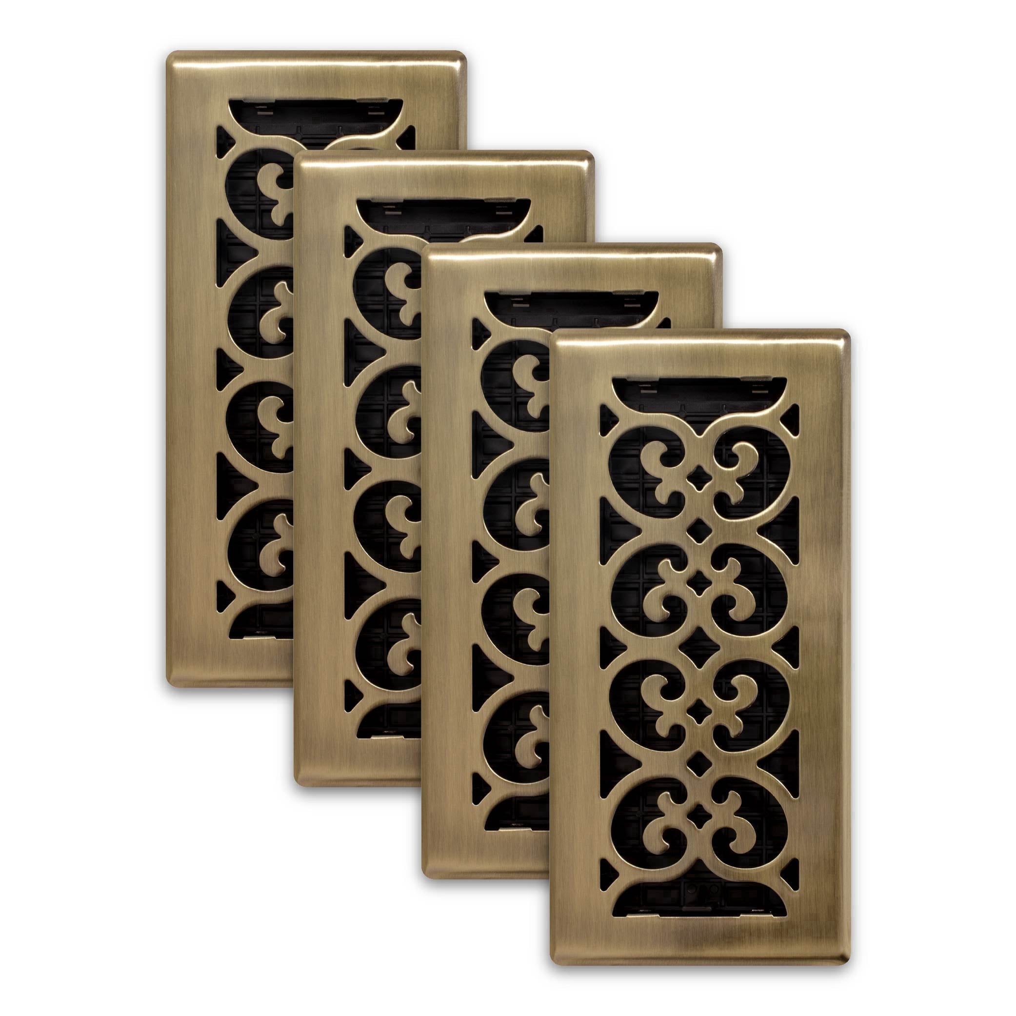 Decor Grates (4-Pack) 4x10 Scroll Floor Register Vent Cover, Adjustable ...