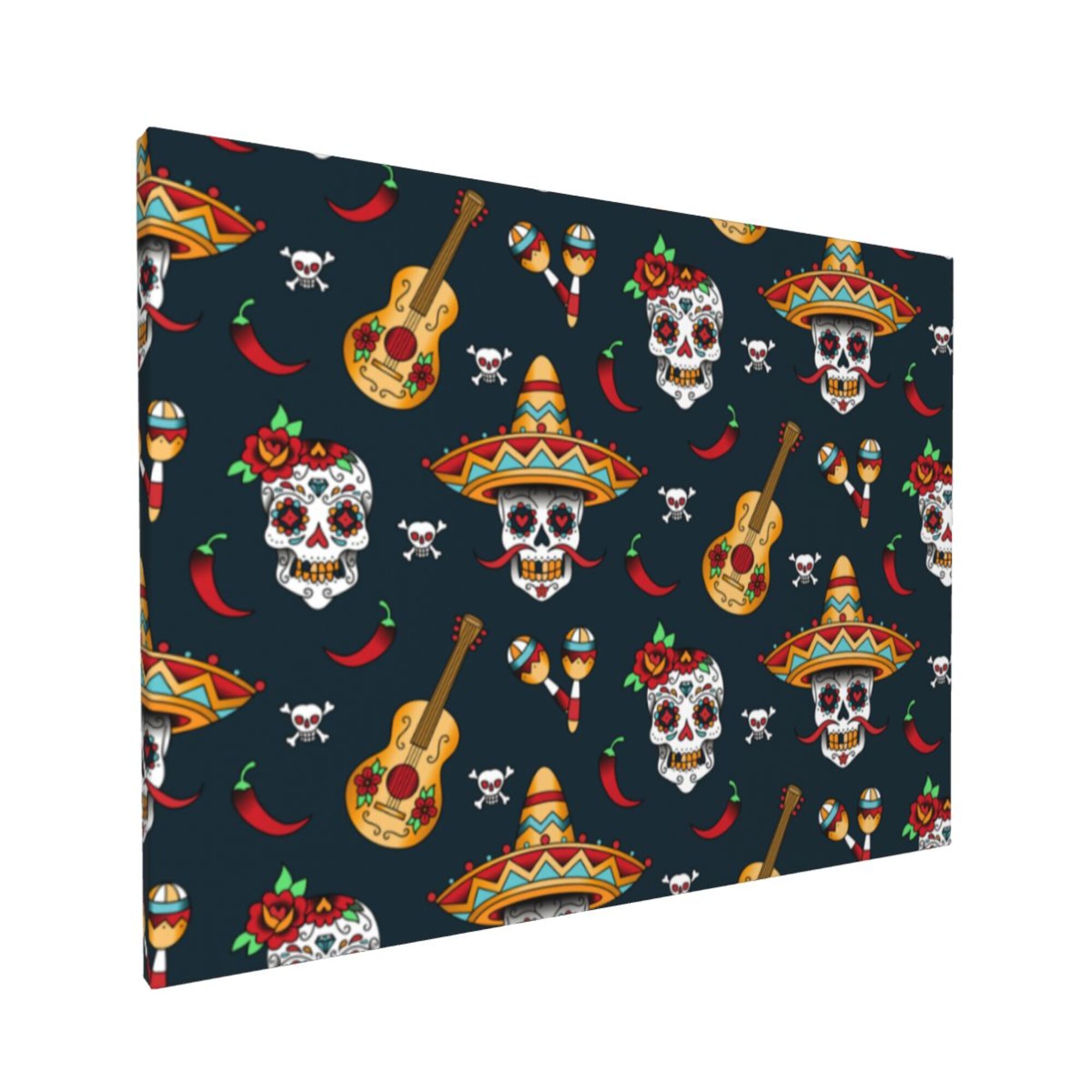 Decor Guitar Pepper Sugar-Skull Wall Decor Bathroom Canvas Painting ...