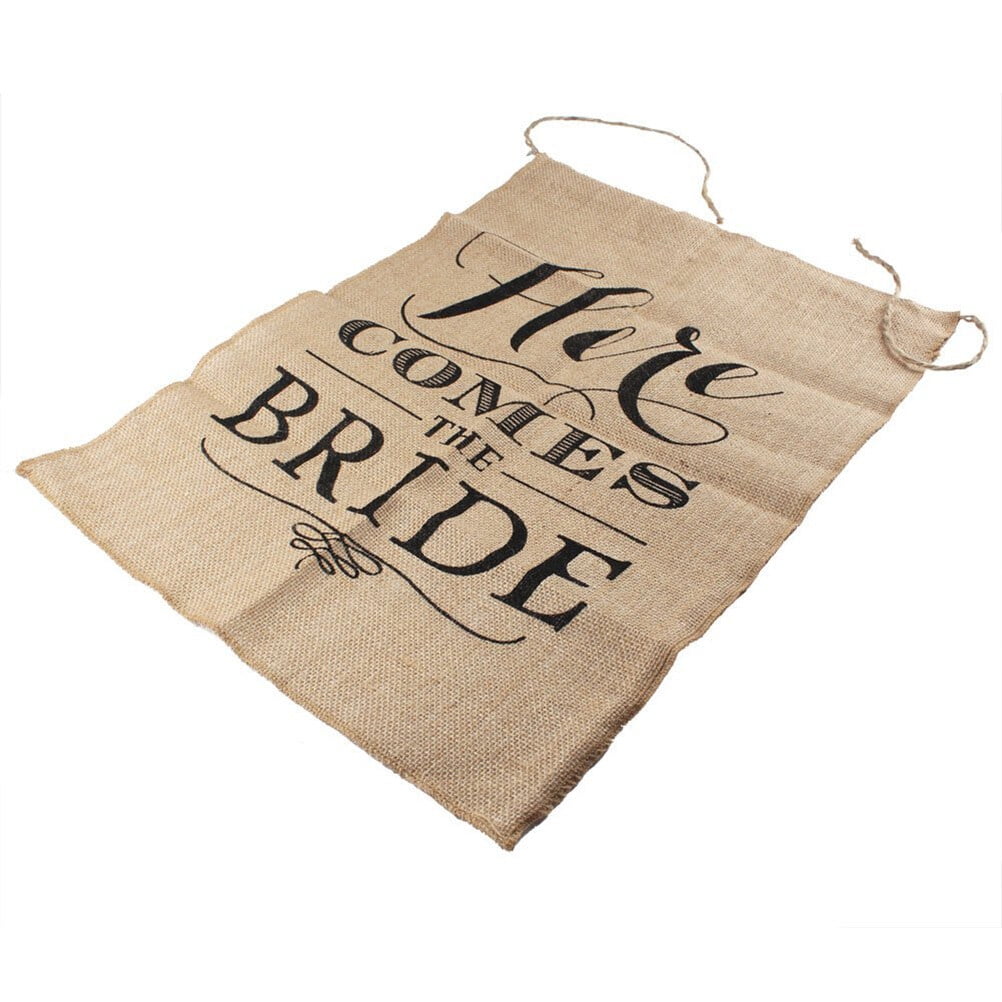 DINHEAROM Wedding Party Decorations Rustic Style Burlap Sign Black ...