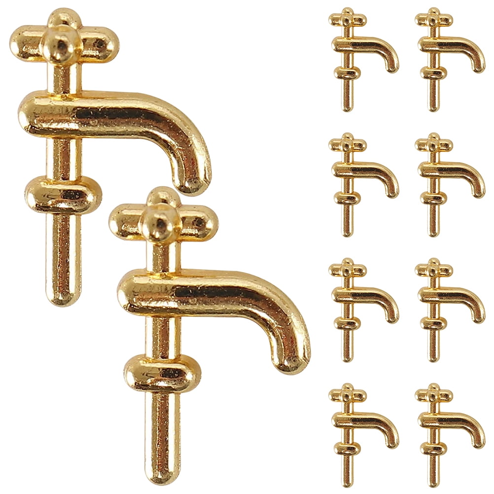 TABLZONE Miniature Furniture Faucet Model Set, 10Pcs Golden Plastic ...