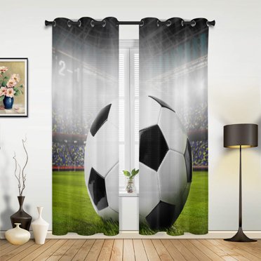 Basketball Window Curtains, 2 Panel Set - 52 inch x 84 inch - Kids Room ...