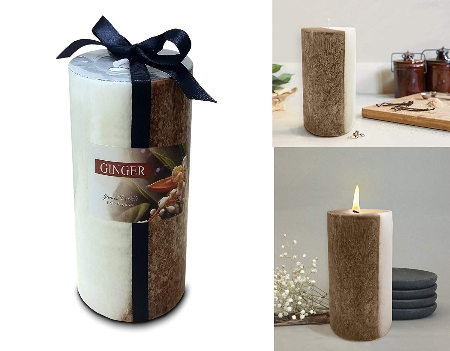 Decor Hut Scented Pillar Candles Two tone Soothing Relaxing Fragrance ...