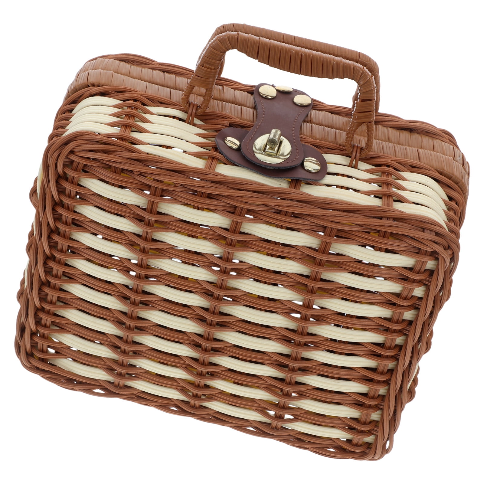 Decor Imitation Rattan Suitcase Lightweight Picnic Basket Small Wicker ...