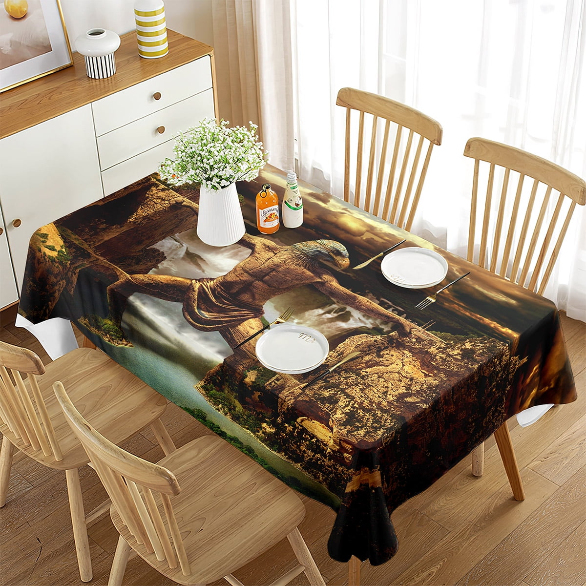Decor Kitchen Room Dining for Cover Table Rectangular Theme Magic Dark ...