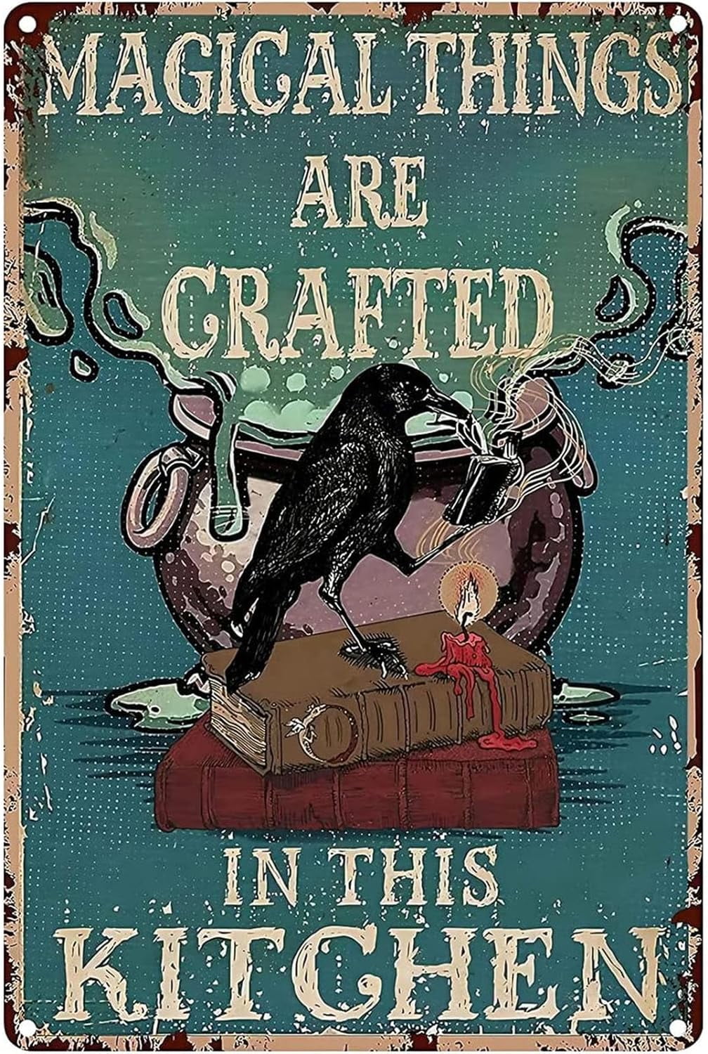 Decor Kitchen Witch Kitchen Witch Decor Poster Tin Sign Crow Magical ...
