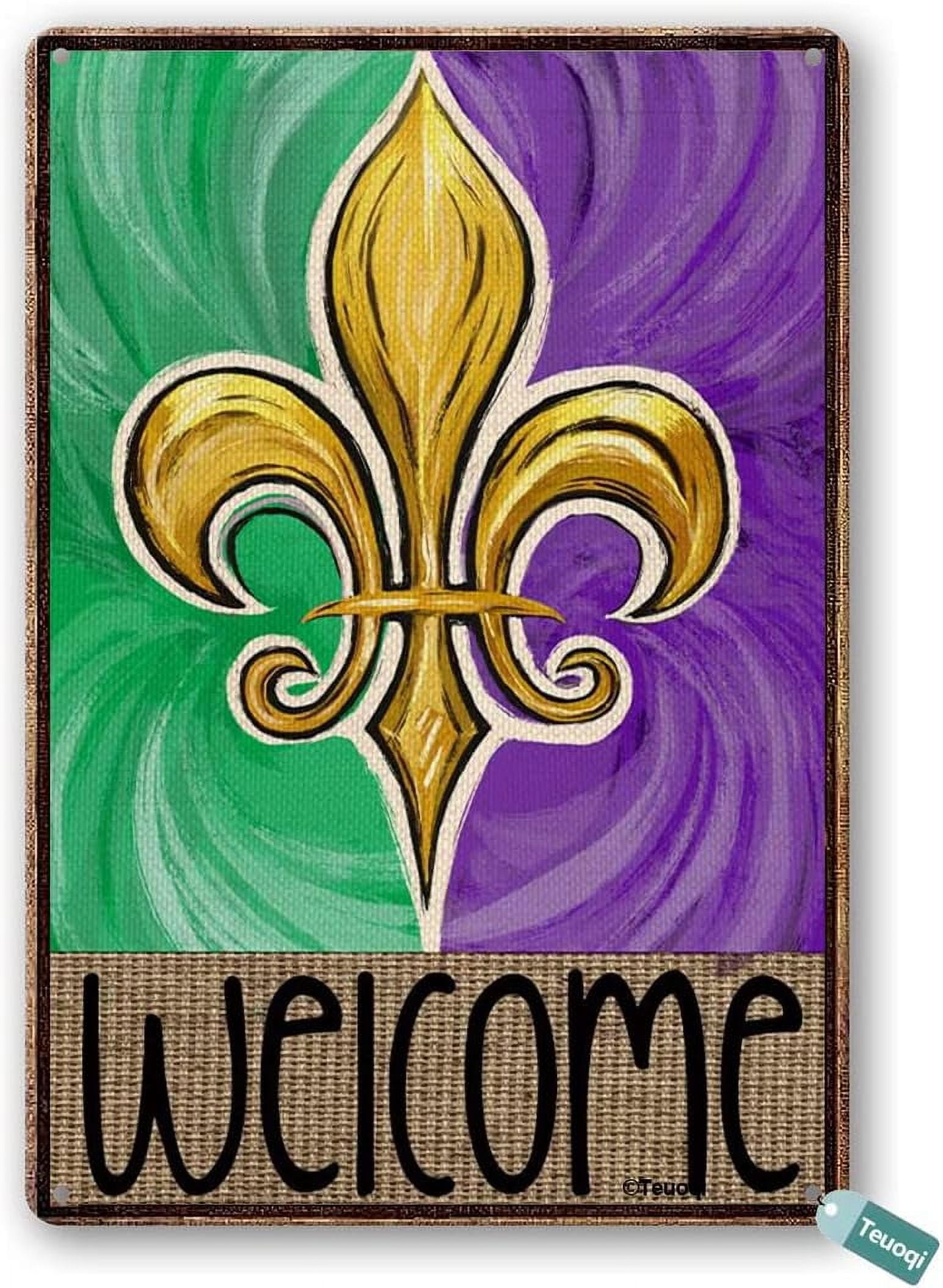 Decor Mardi Gras Fleur de Lis Welcome New Orleans Carnival Celebration ...