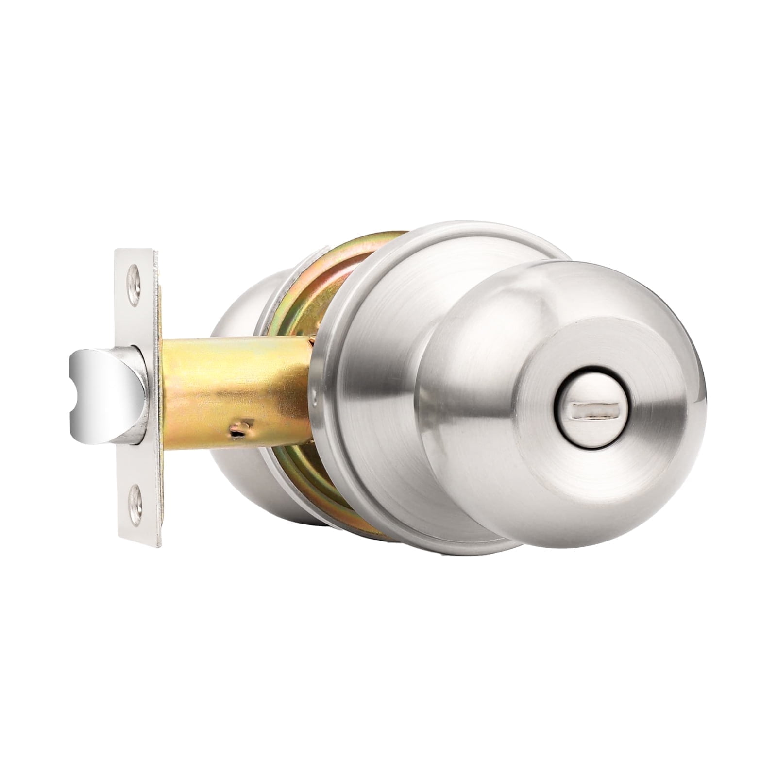 Decor Mo Round Ball Satin Nickel Privacy Door Knob, Keyless Interior ...