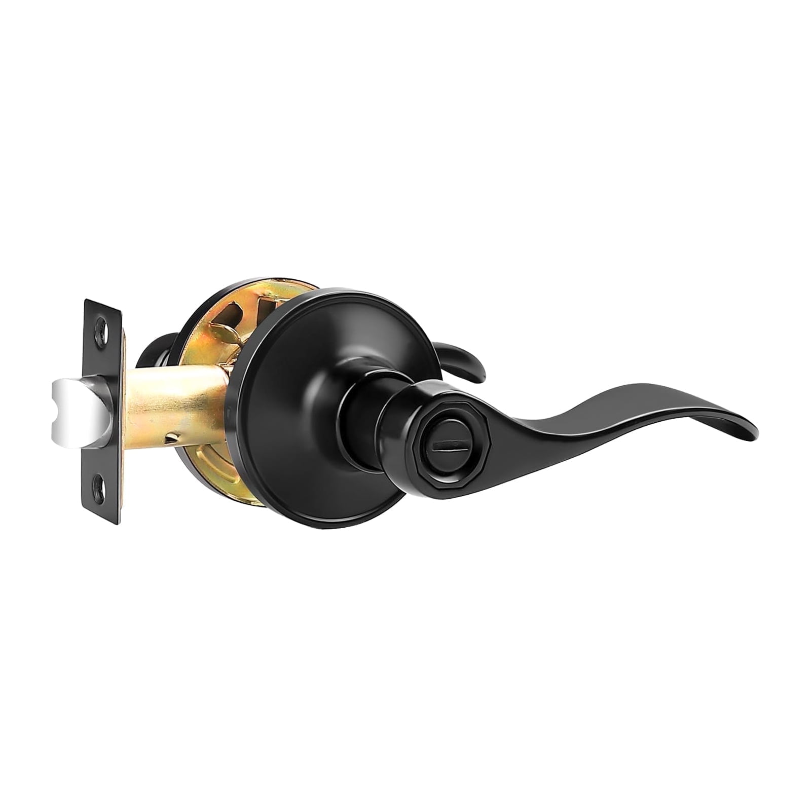 Decor Mo Wave Style Door Lever, Privacy Keyless Matte Black Handle ...