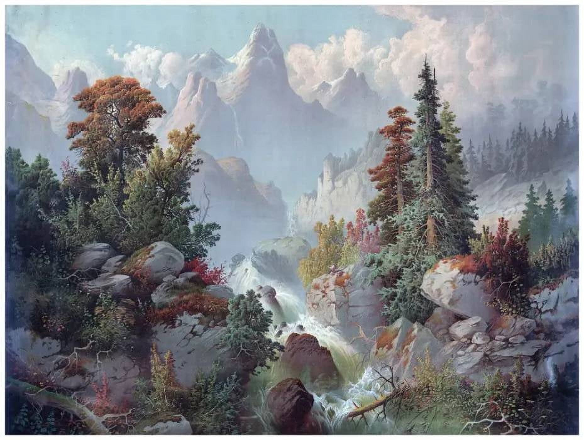 Decor Mountains and Pines Poster. Fine Nature Graphic Art. Home Wall ...
