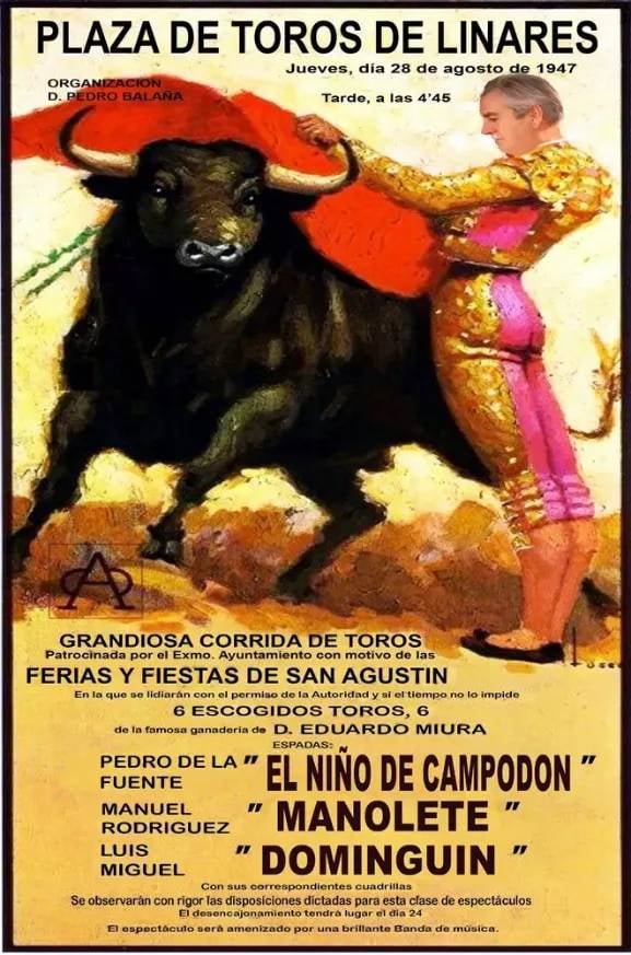 Decor POSTER.Home room Art.Interior Design.Bullfighter.Bull.Manolete ...