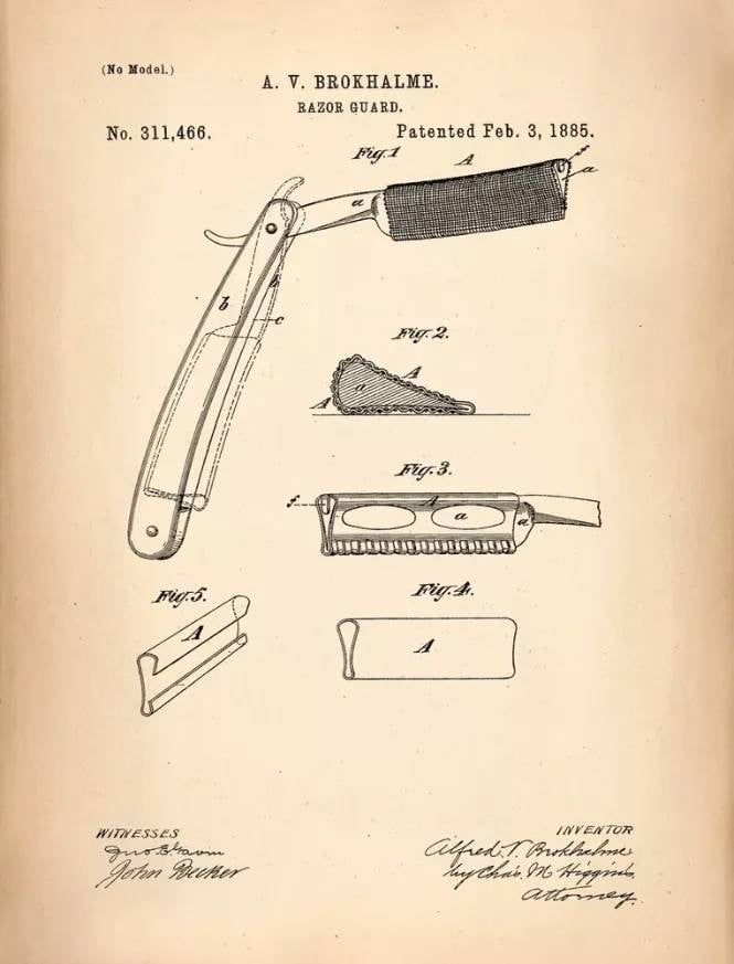 Decor POSTER of vintage Patent.Barber Razor.Room Office Home Art Design ...