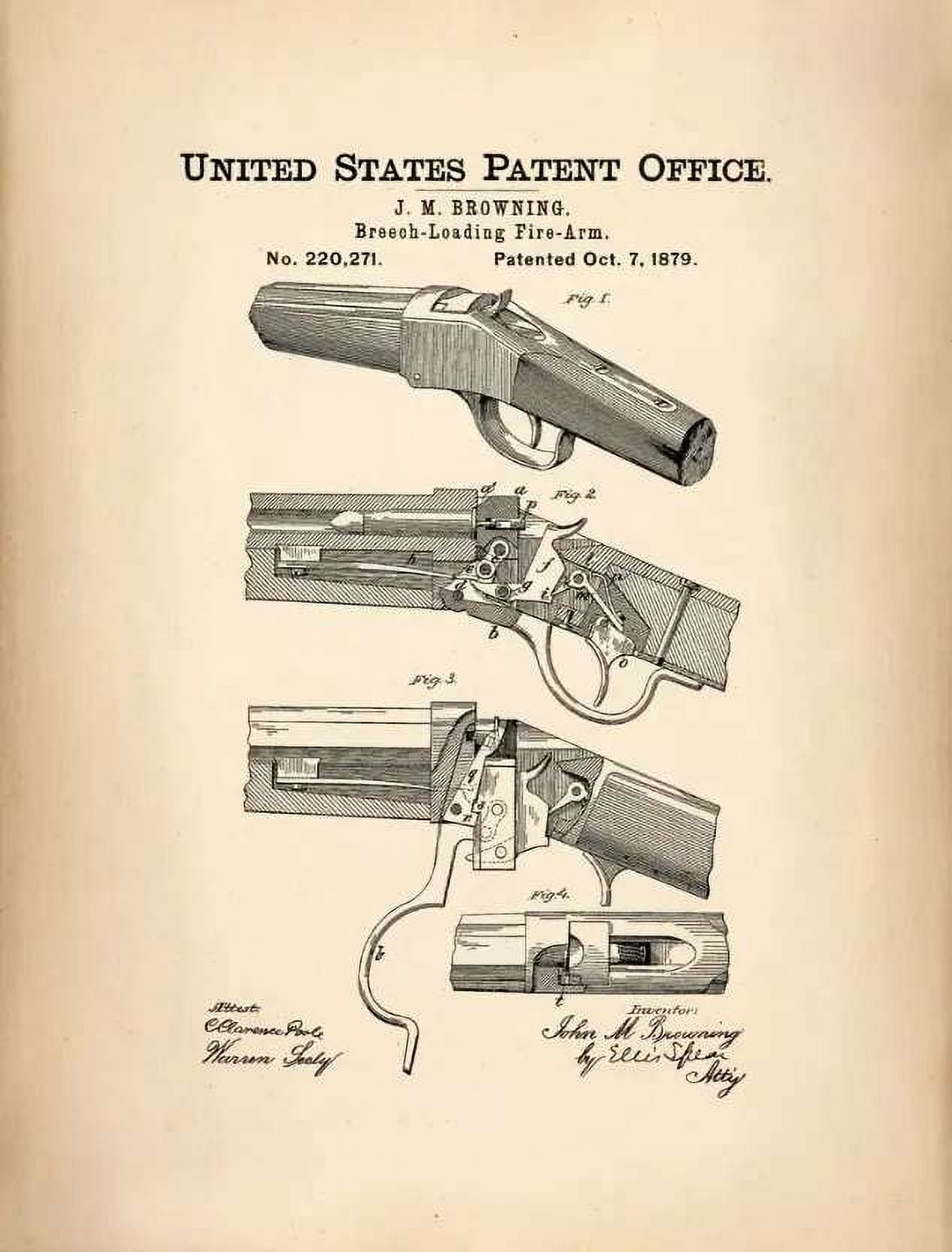 Decor POSTER vintage Patent. Browning gun.Room Office Home Art Design ...