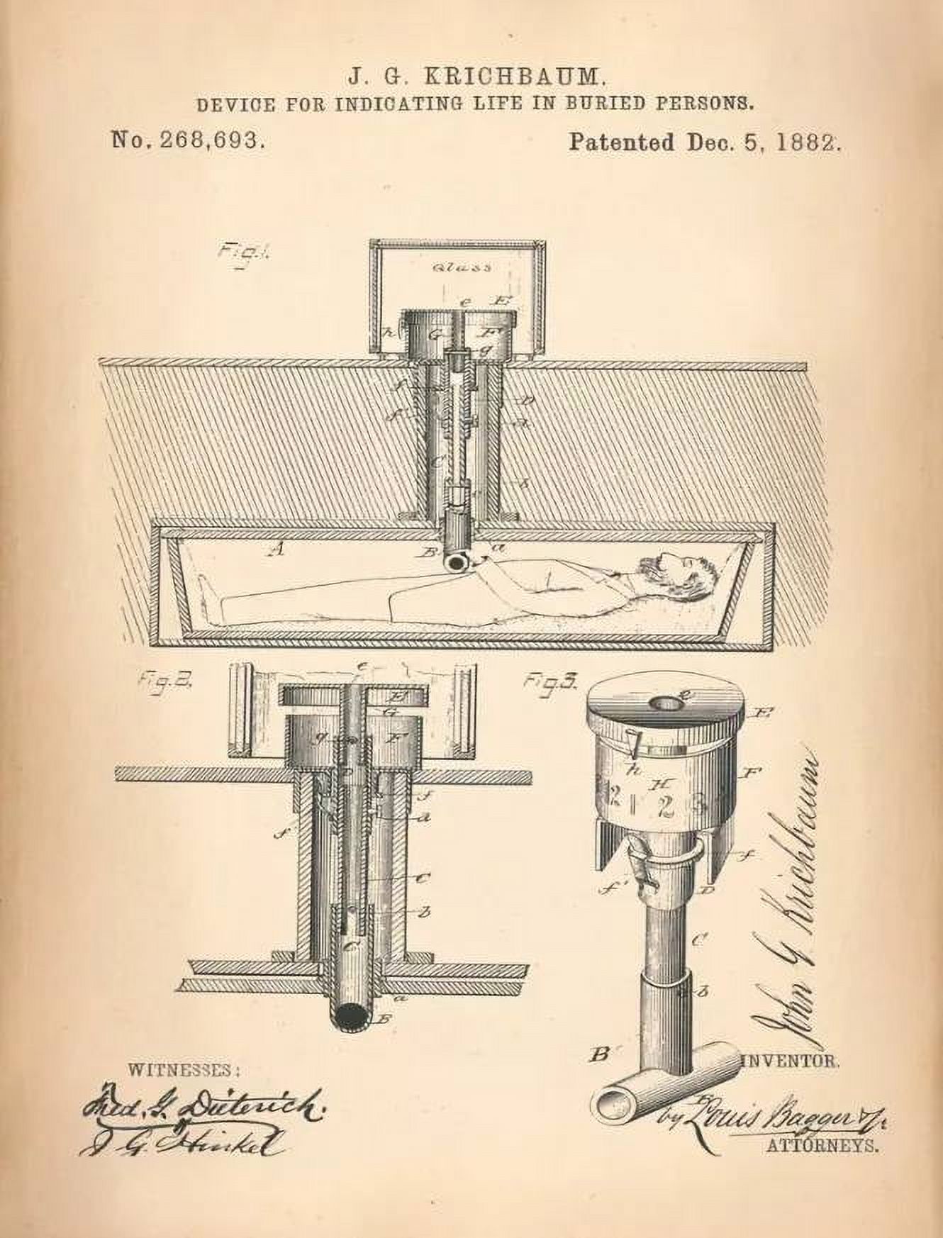 Decor POSTER vintage Patent.Buried device.Mortuary.Room Home Art Design ...