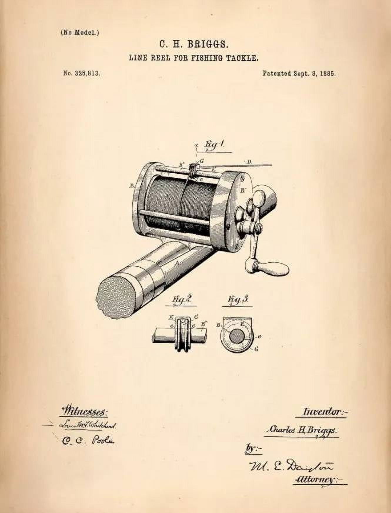 Decor POSTER vintage Patent.Fishing rod reel.Tackle.Room Home Art ...