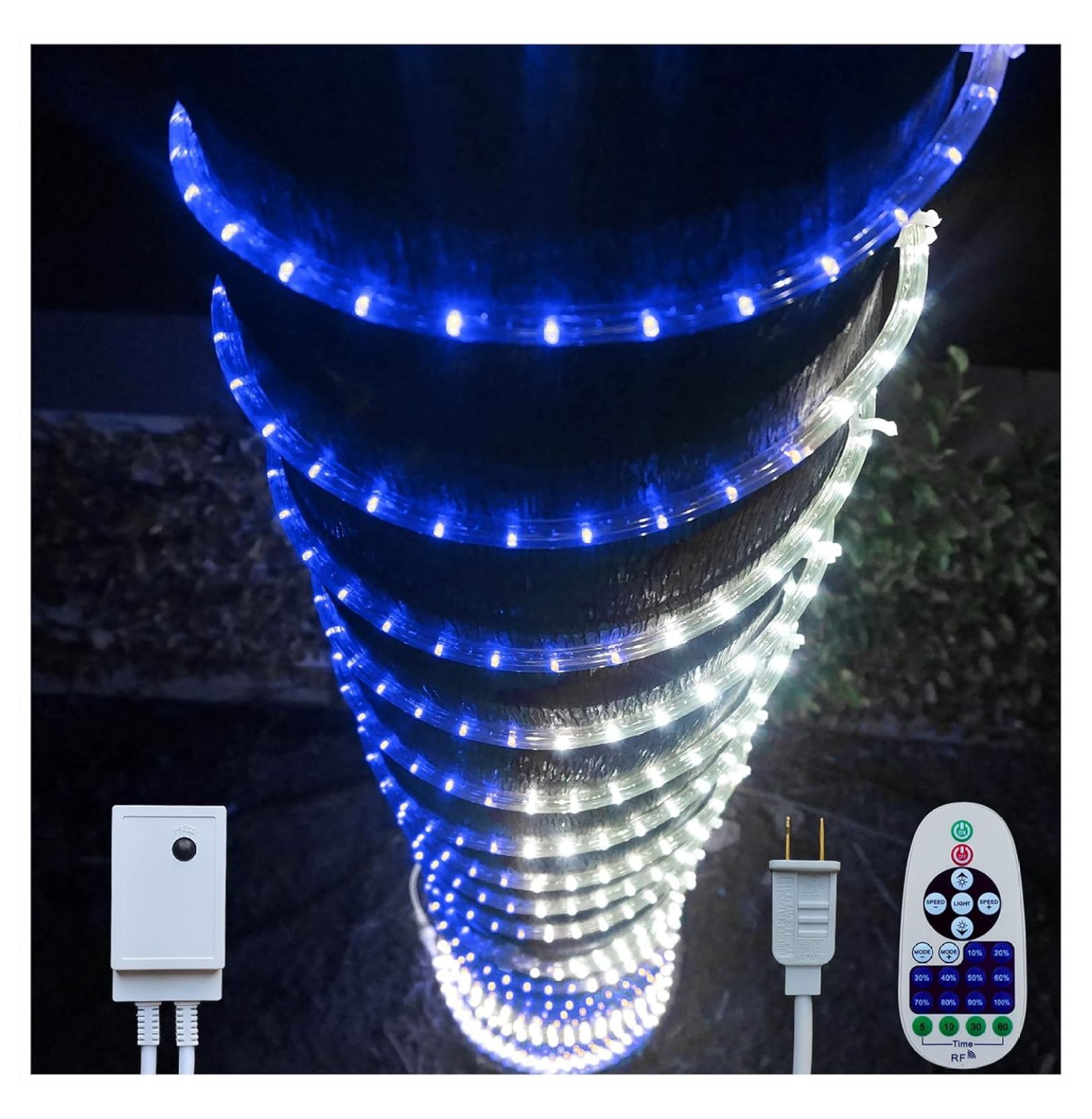 Decor Patriotic Rope Lights Blue white Havey Duty PVC tube with 10 ...
