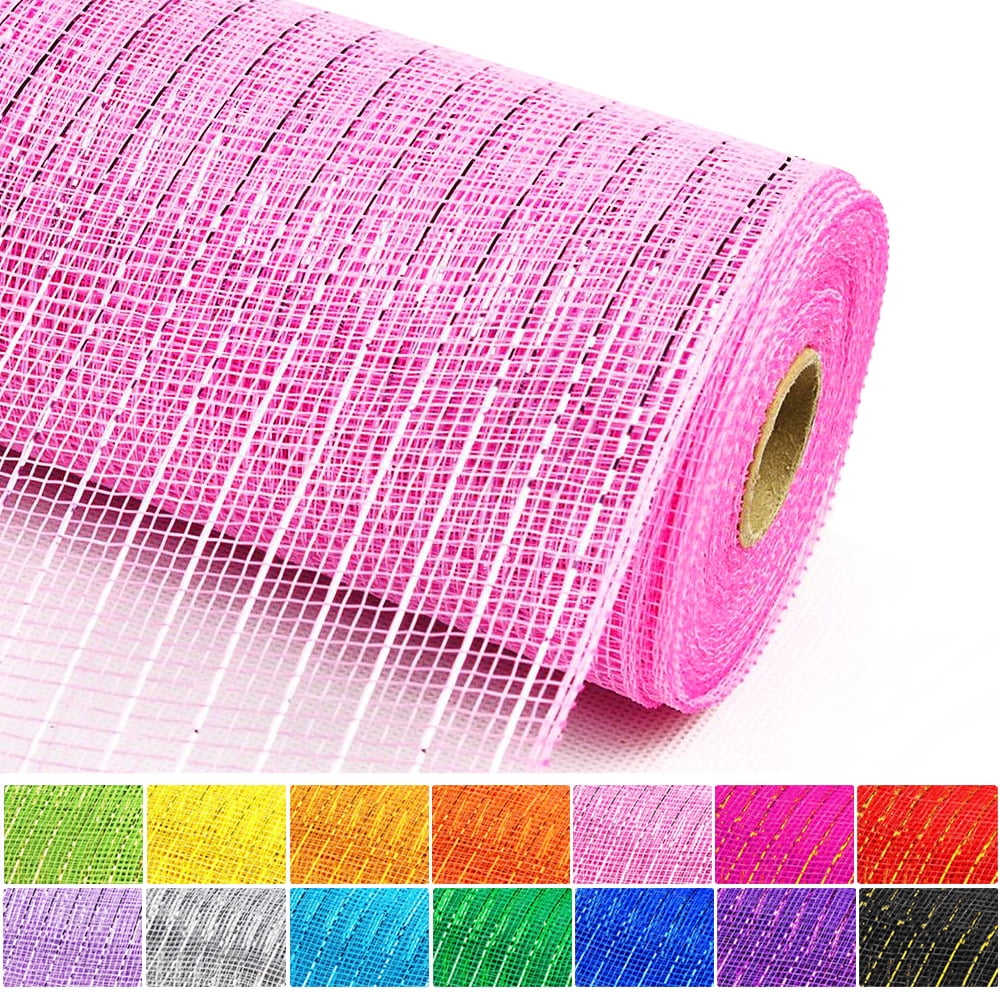 Decor Poly Mesh Ribbon, Solid/ Metallic Mesh Roll Floral Craft Wedding ...