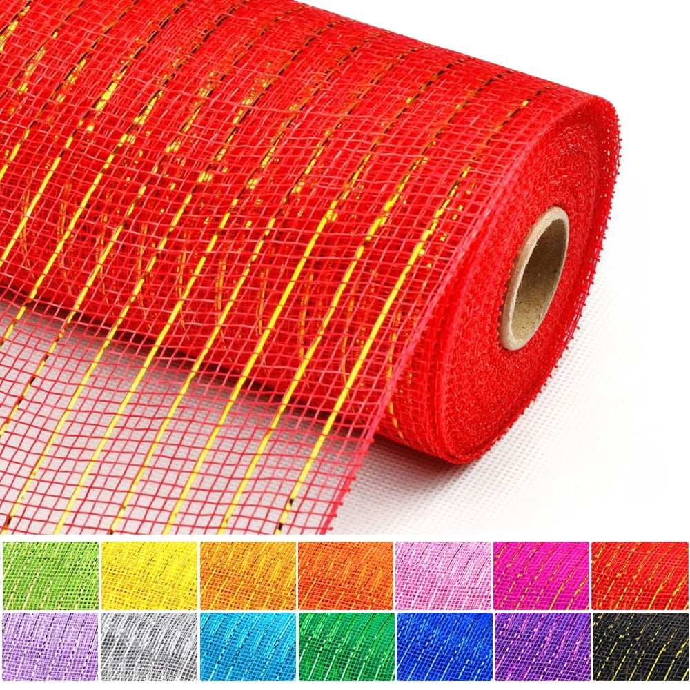 Decor Poly Mesh Ribbon, Solid/ Metallic Mesh Roll Floral Craft Wedding ...