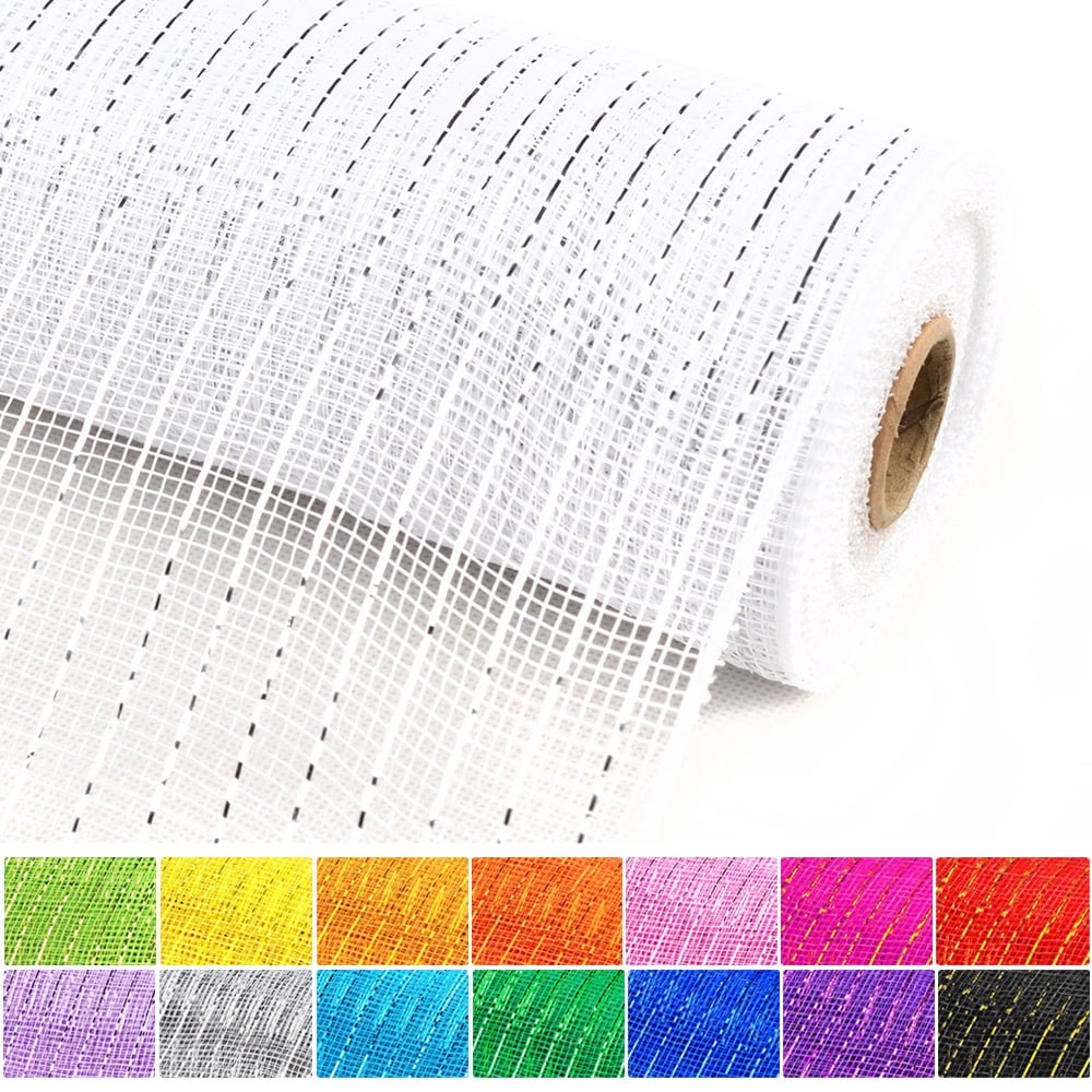 Decor Poly Mesh Ribbon, Solid/ Metallic Mesh Roll Floral Craft Wedding ...