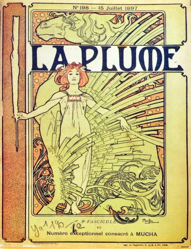 Decor Poster.Interior design Art Nouveau.La Plume French Nymph. 24 x 36 ...