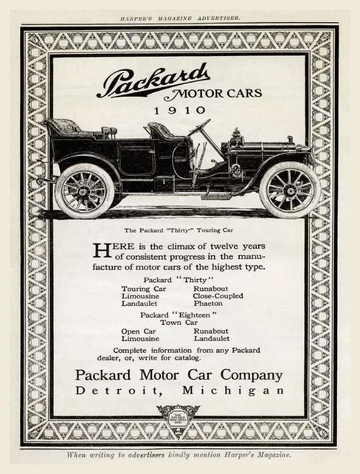 .Decor Poster.Room Interior design vintage wall.Early Packard car.Auto ...