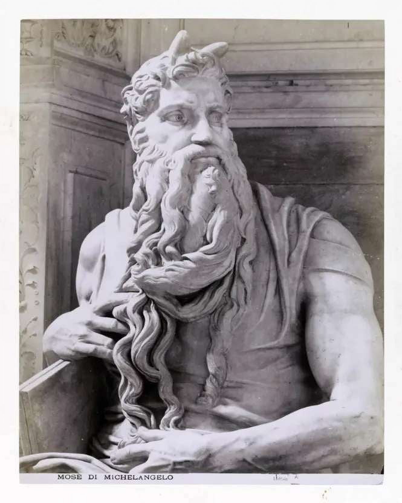 .Decor Poster.Room wall.Home design.Statue of Moses from antique card ...