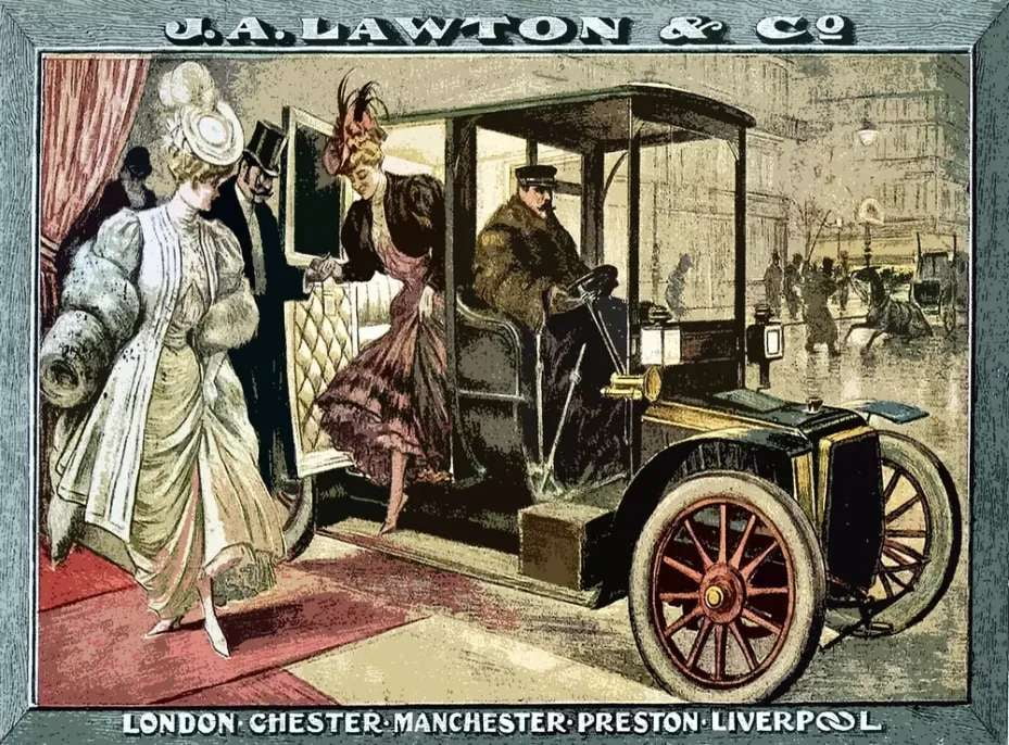 .Decor Poster.Room wall.Vintage Interior design.Limo service early car ...