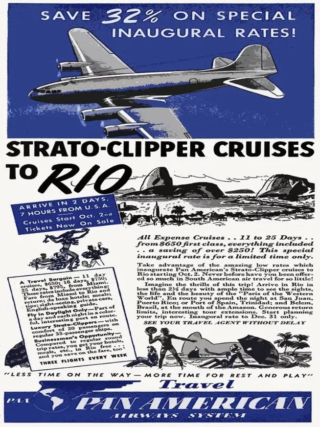 .Decor Poster.Room wall.Vintage Interior design.Strato Clipper Cruise ...